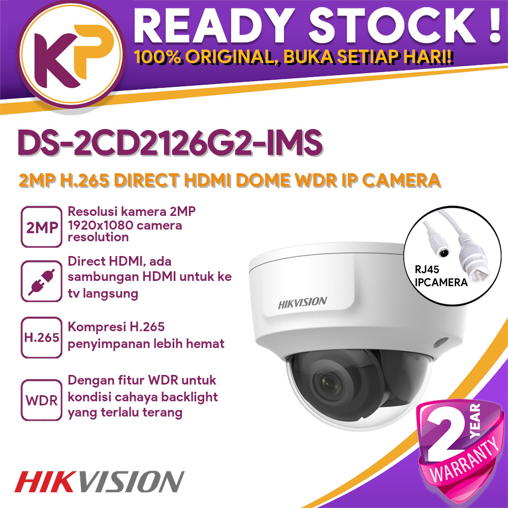 Jual HIKVISION DS-2CD2126G2-IMS 2MP H.265 DIRECT HDMI DOME WDR IP CAMERA | Shopee Indonesia