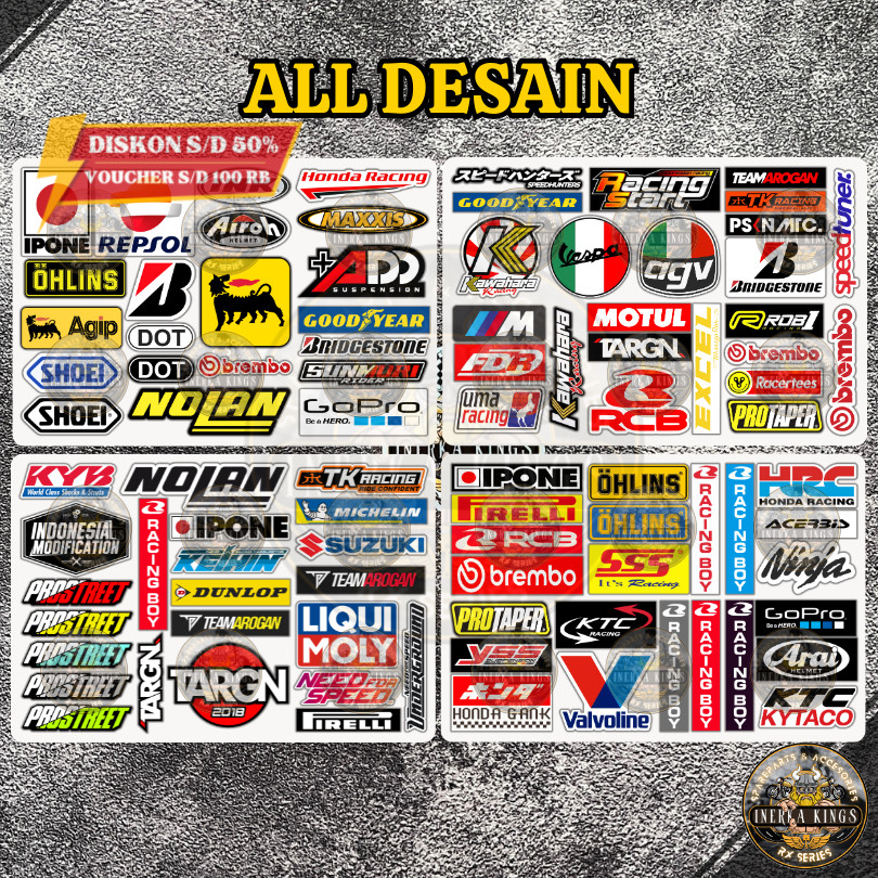 Jual Sticker Stiker Bundling Brand Logo Merek Motor Helm Oli ...