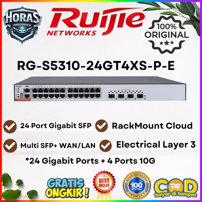 Jual Ruijie RG-S5310-24GT4XS-P-E 24 Gigabit Ports + 4 Ports 10G PoE+ GE ...