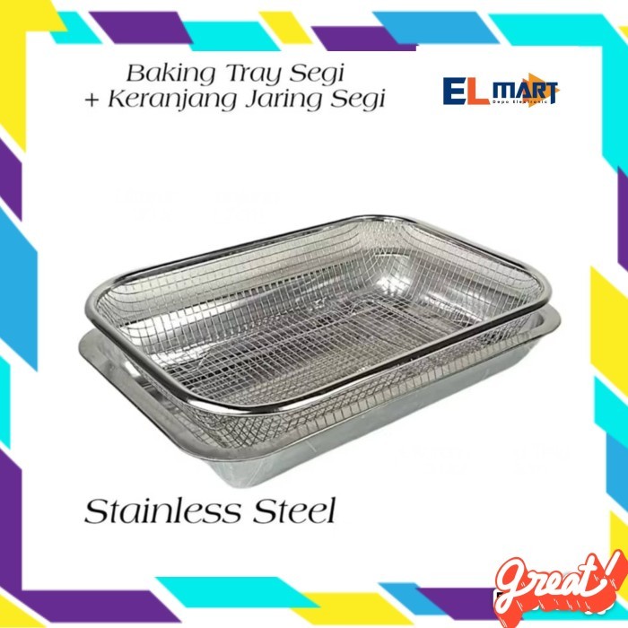 Jual Nampan Keranjang Tirisan Stainless 1 Set Peniris Gorengan Sayur ...