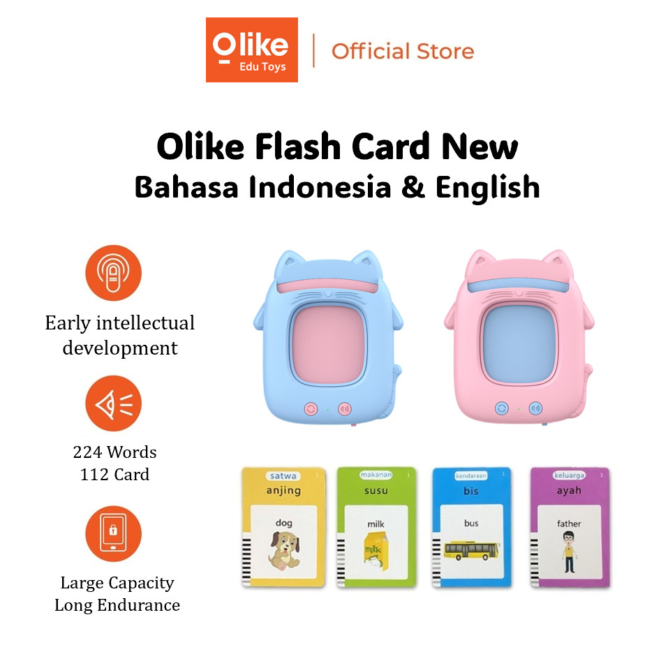 Jual Olike Flash Card V2 New Smart Learning Machine / Bahasa Indonesia & English / Kartu Belajar ...