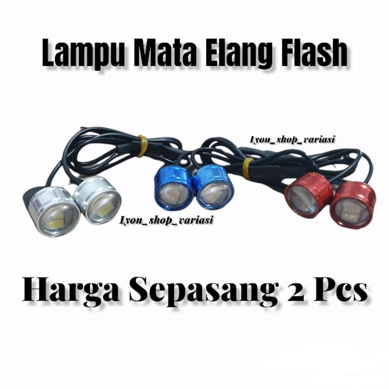 Jual Lampu Mata Elang Flash 3 Mode Panoramic Plus Breket Spion Sepasang | Shopee Indonesia