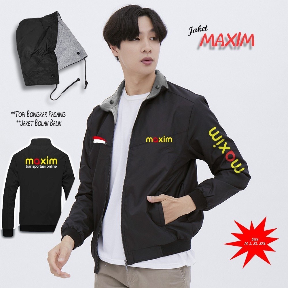 Jual JAKET DRIVER MAXIM BAHAN PARASUT / TOPI BISA BONGKAR PASANG / SIZE ...