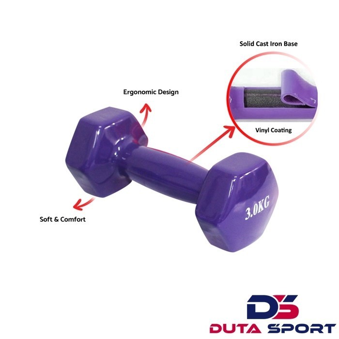 Jual Barbel Mini Vinyl 3 Kg Neoprene Dumbbell Barbell Dumbel ROX ...