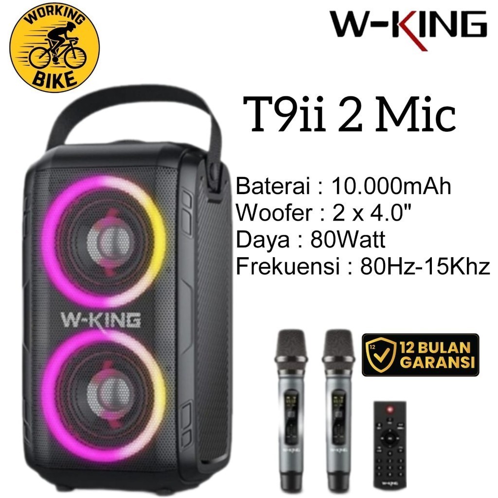 Jual WKING Speaker Bluetooth Karaoke T9ii 2 MIC Portable Traveling W ...