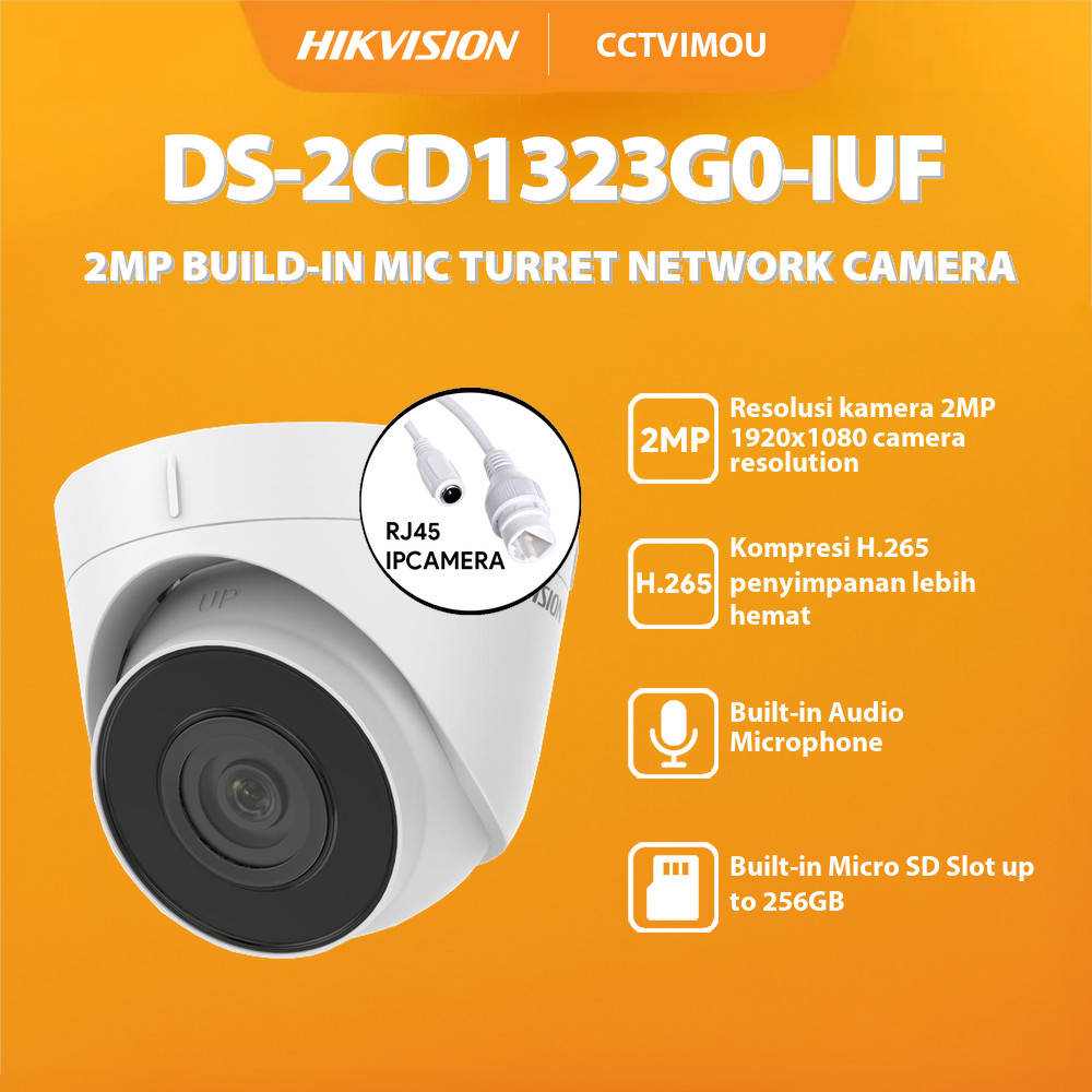 Jual HIKVISION DS-2CD1323G0-IUF 2MP BUILD-IN MIC TURRET NETWORK CAMERA ...