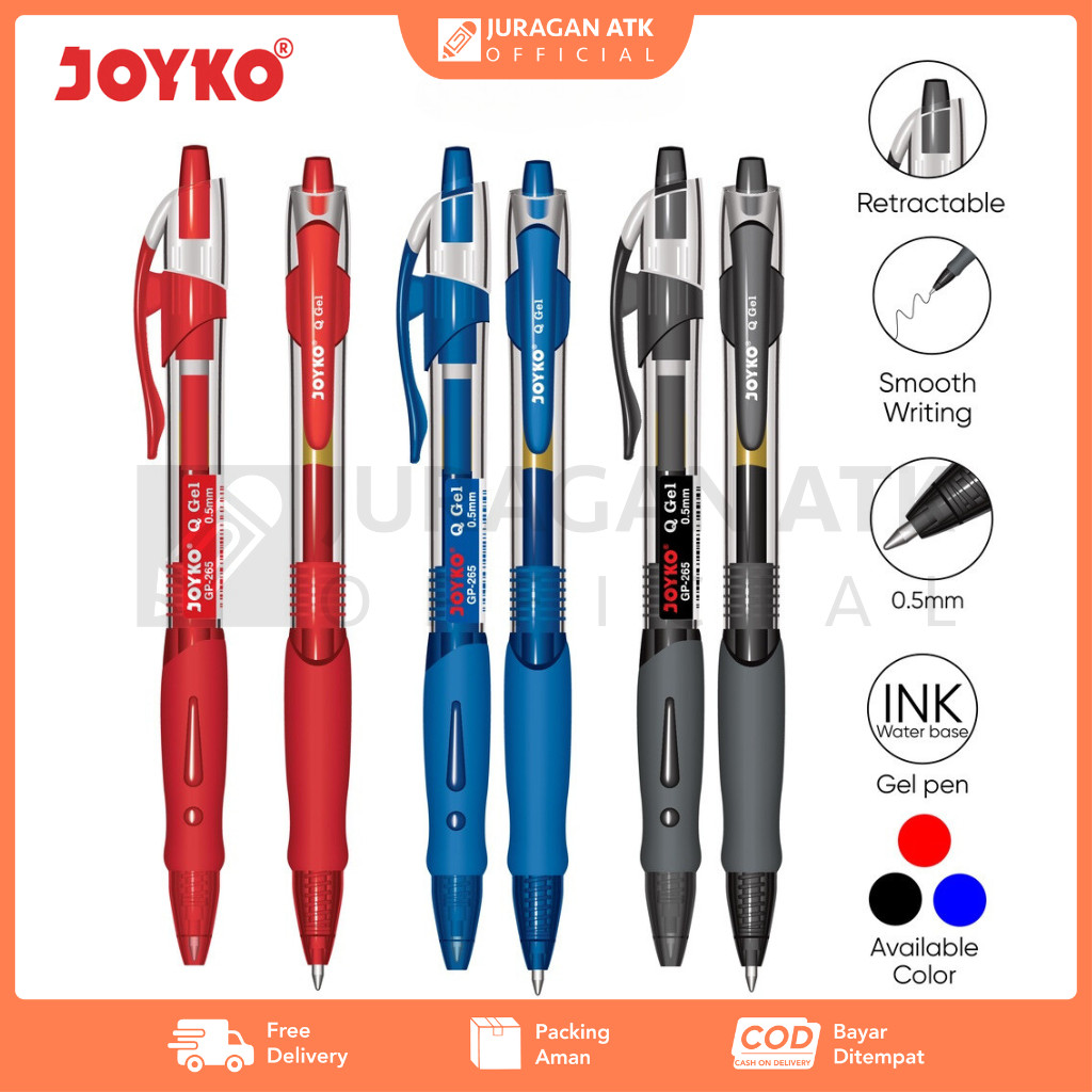 Jual Pulpen Gel Pen Joyko 0.5mm GP-265 ( 1 Pack Isi 12 PCS ) | Shopee Indonesia