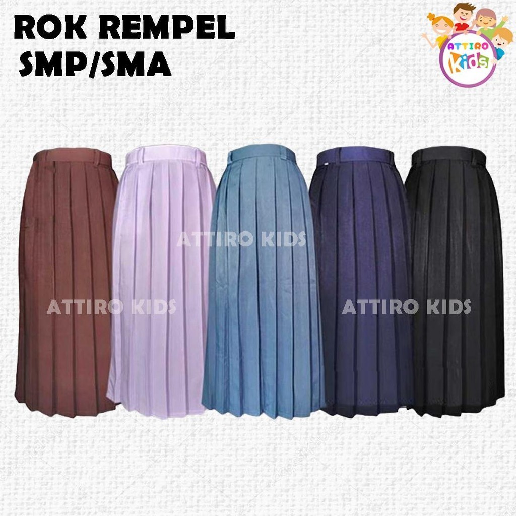 Jual Rok Sekolah Full Rempel Plisket SMP/SMA Kerja Putih Hitam Abu SMA Biru SMP Coklat Pramuka ...