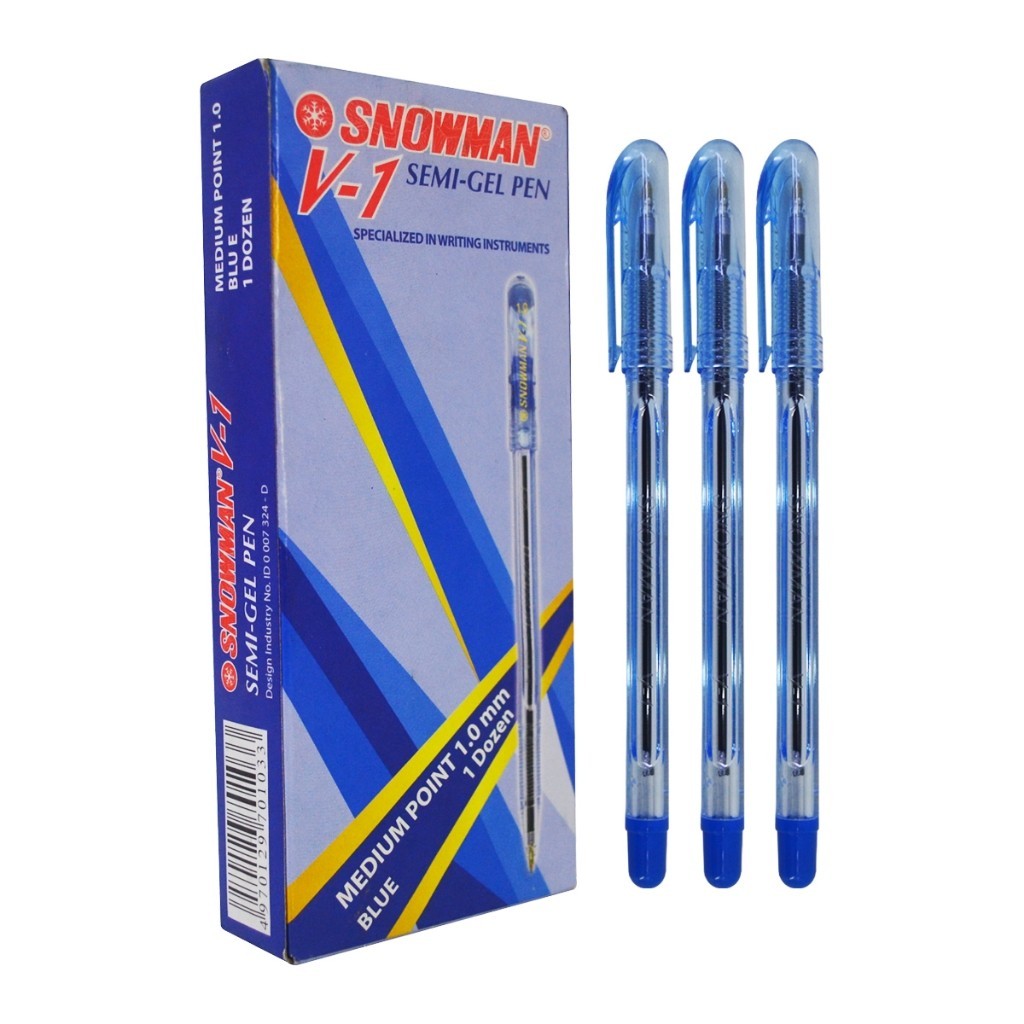 Jual Ballpoint Snowman Semi Gel Pen Pulpen Pena V1 Snowman 1 mm Warna ...
