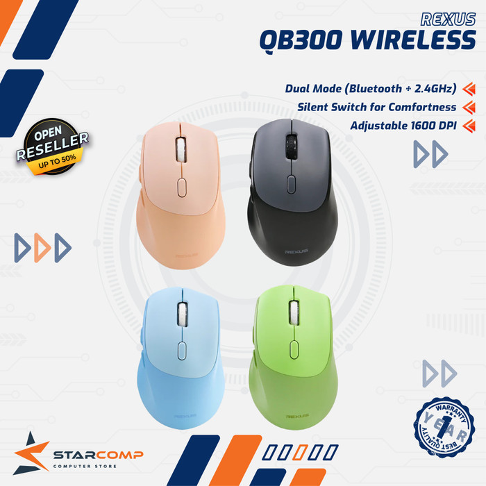 Jual Rexus QB300 Mouse Wireless Office Dual Mode Connectivity ...