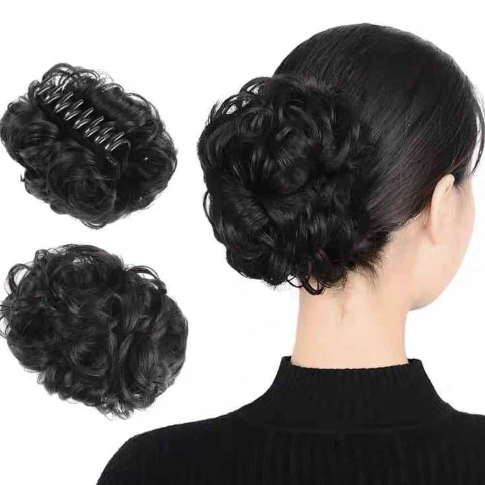 Jual Sanggul Jepit Rambut Palsu Bulat Curly Konde Rambut Palsu Cepol ...