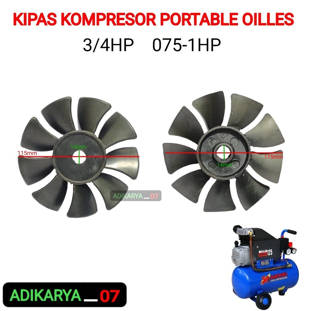 Jual Kipas Pendingin Kompresor Angin OILLESS 3/4 - 1hp Lubang 14mm ...