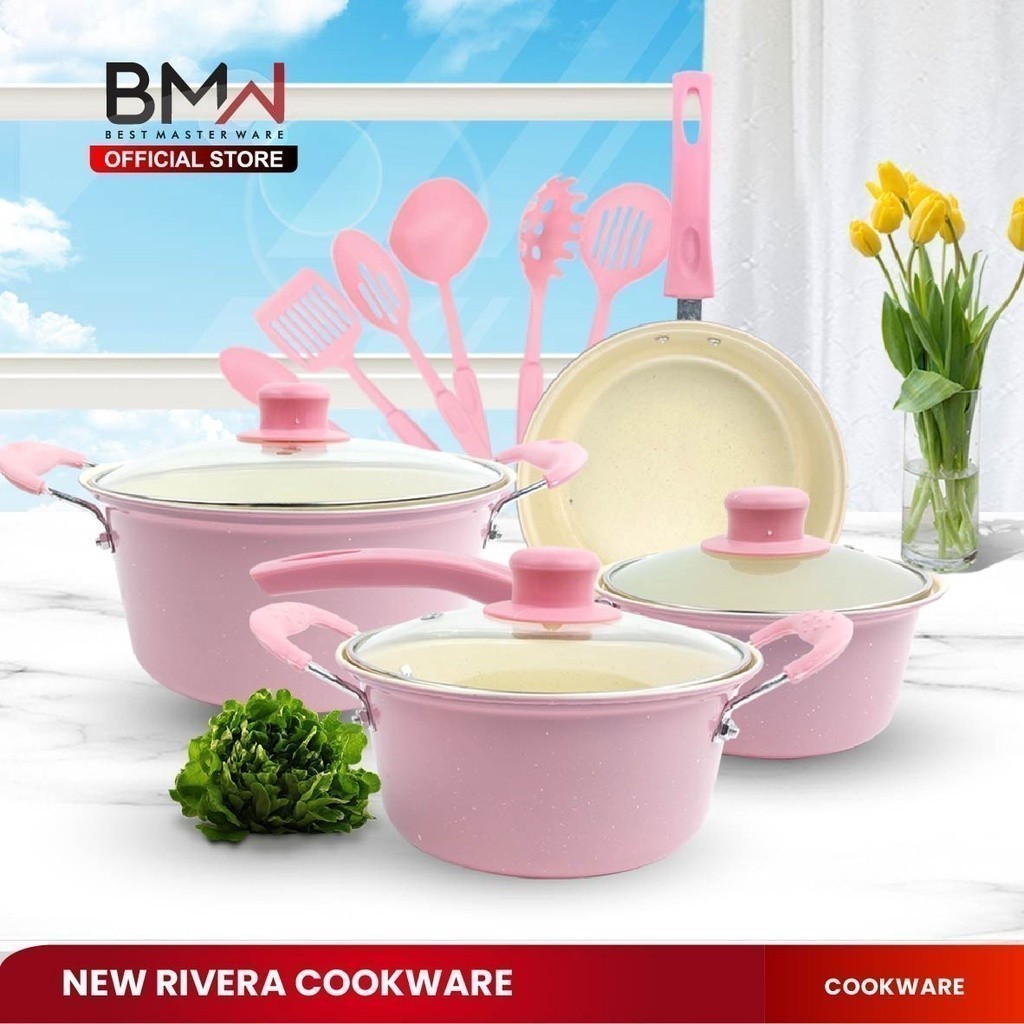 Jual BMW Kitchen Ware - Teflon Riverra Panci Set Warna Frypan Saucepan ...