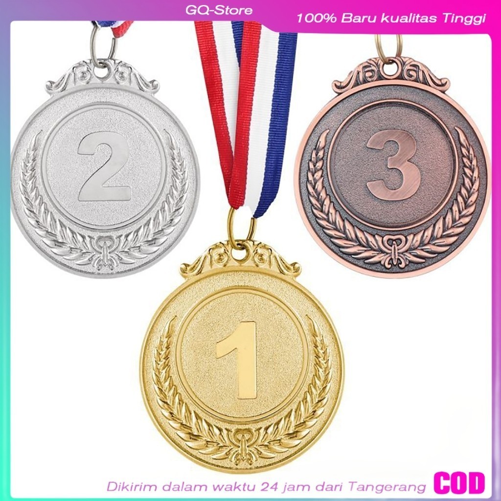 Jual Medali Warna Emas Perak Perunggu Plus Medalion Mendali Gold Silver Bronze Penghargaan Lomba ...
