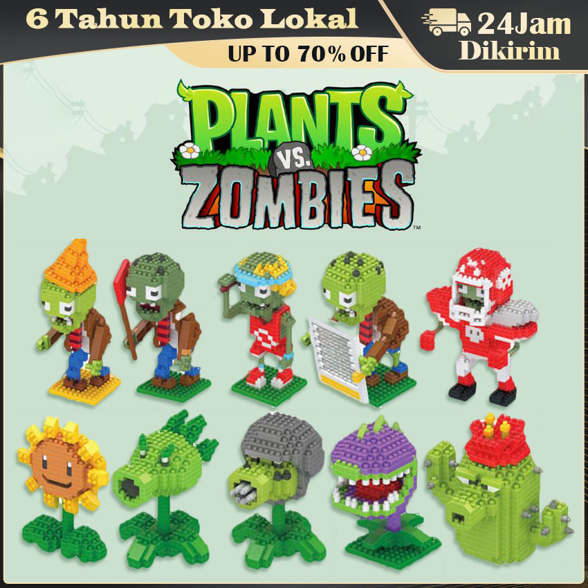 Jual Mainan Tanaman vs. Tanaman Blok Bangunan Nano Blok Bangunan Seri ...