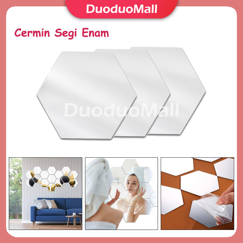 Jual Hexagonal Cermin Tempel Kaca/Sticker Segi Enam Hexagon Mirror ...