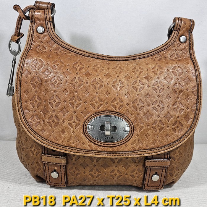 Jual Fossil original Maddox embossed monogram genuine leather shoulder ...