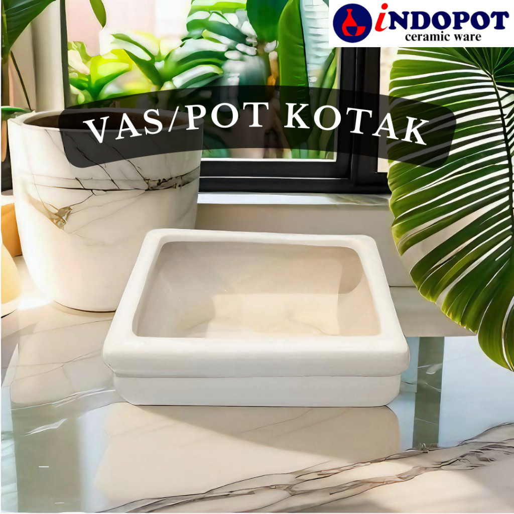 Jual INDOVAS- Vas Pot Bunga Keramik Model Kotak untuk tanaman Hias ...