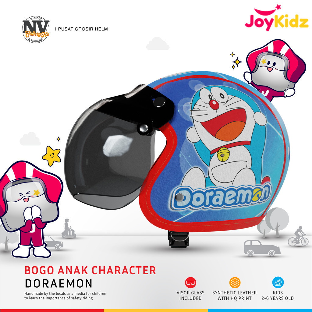 Jual Helm Anak Bogo Retro Karakter Doraemon 2 3 4 5 6 7 Tahun Kecil ...