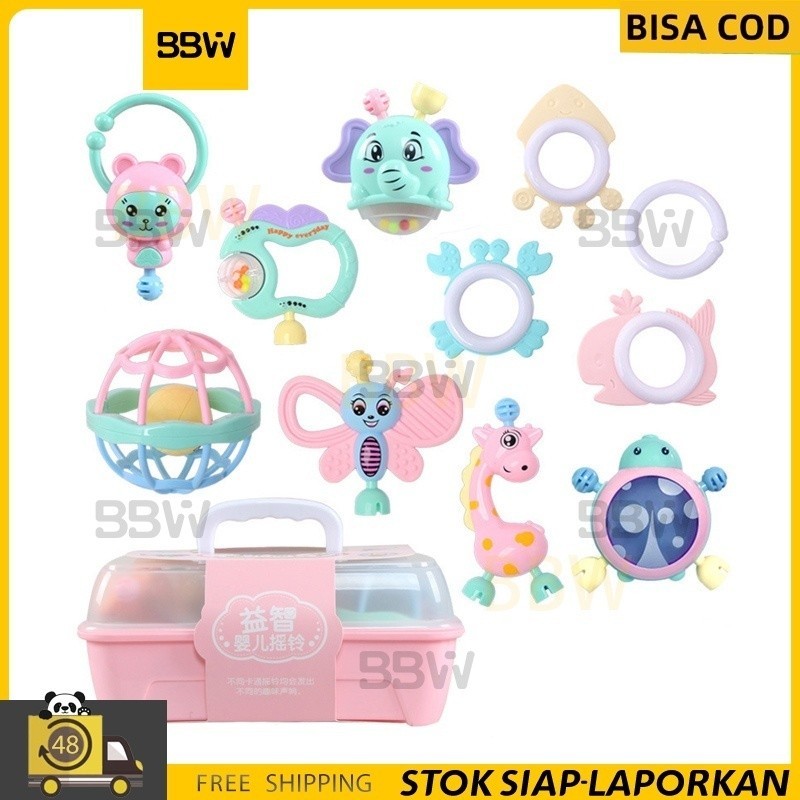 Jual Mainan Teether Bayi 11 pcs mainan shake teether Mainan ...