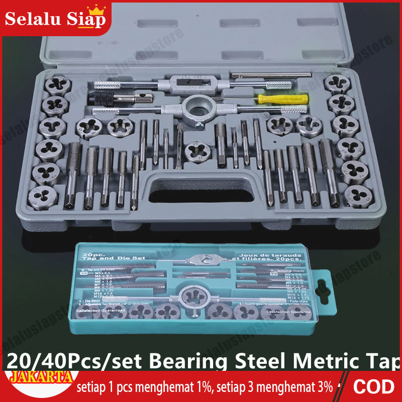 Jual 40 Pcs Tap & Die Set M3-M12 Ulir Sekrup Metrik Keran Kunci Pas ...