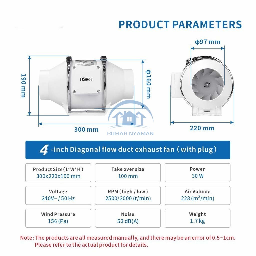 Jual blower dapur penghisap asap dapur 4" 6" 8" 220V Blower Hisap Untuk ...