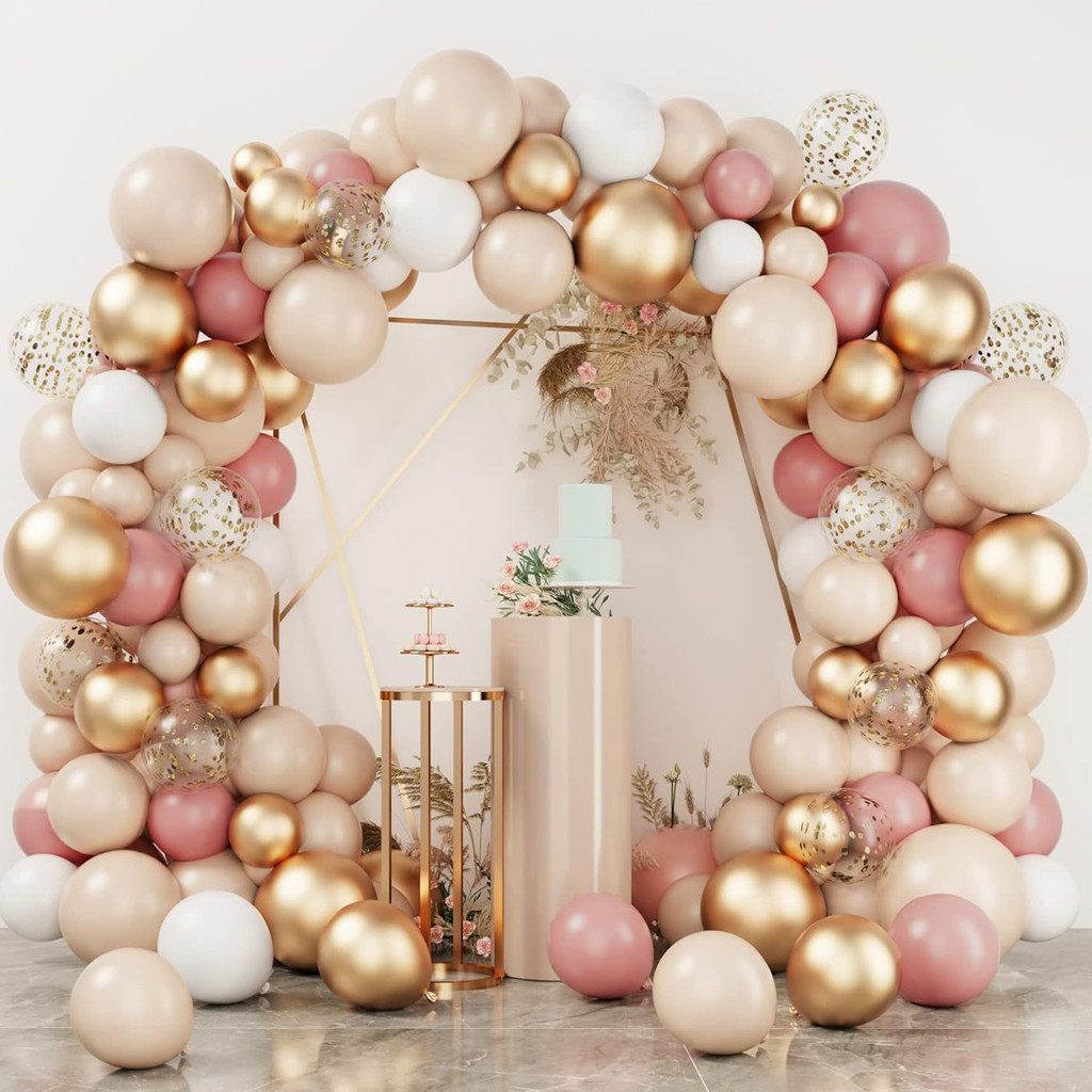 Jual Set Balon Emas Merah Muda Lembut Kit Lengkungan Karangan Bunga ...