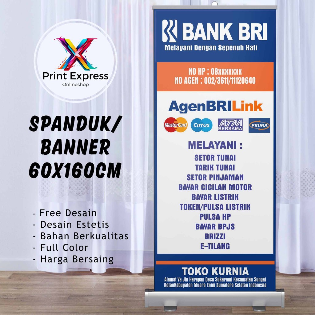 Jual Cetak Spanduk Agen BRI Link Setor Tunai 60x160 Cm Bisa Rekues Free ...