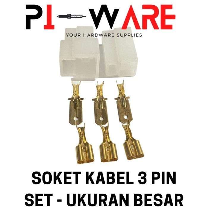 Jual Connector Motor Besar 6mm 3 Pin 3P Plus Skun Set Soket Konektor ...