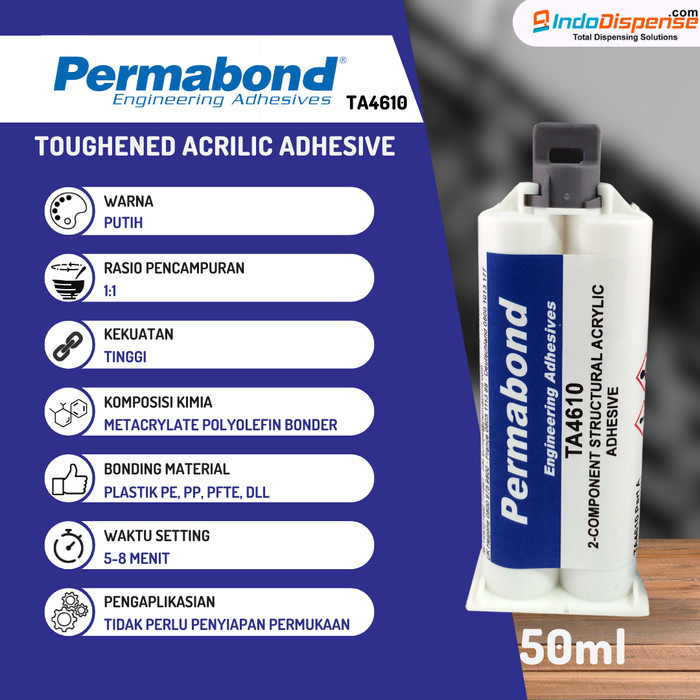 Jual Permabond TA4610 Toughened Acrylic Adhesive Methacrylate Polyolefin Bonder Lem Struktural ...