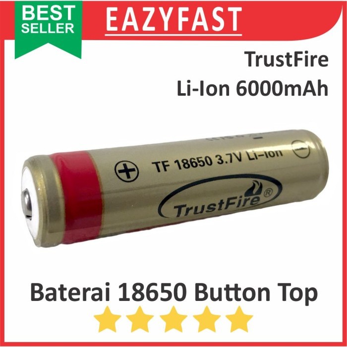 Jual Baterai 18650 Button Top TrustFire 6000mAh Lithium Ion Li-Ion Batu ...