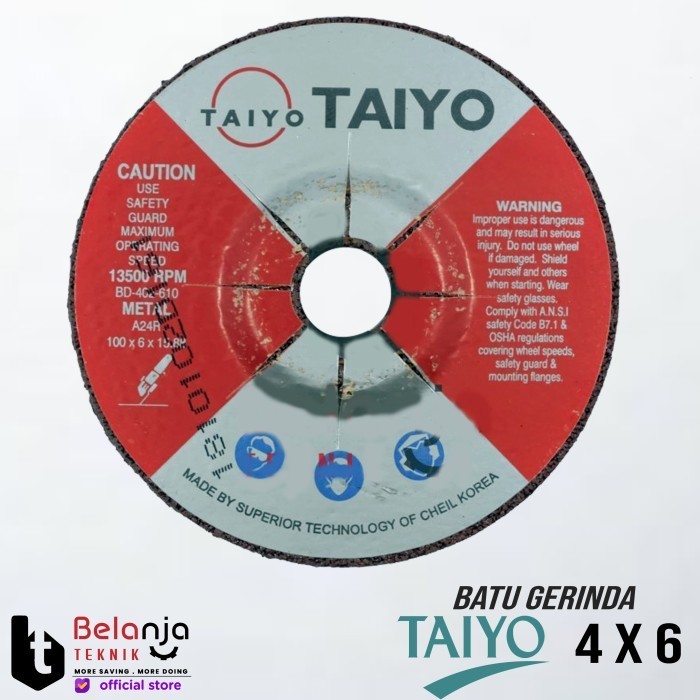 Jual Taiyo Batu Gurinda 4 Inch x 6 mm Mata Poles Besi Grinding Wheel 4 ...
