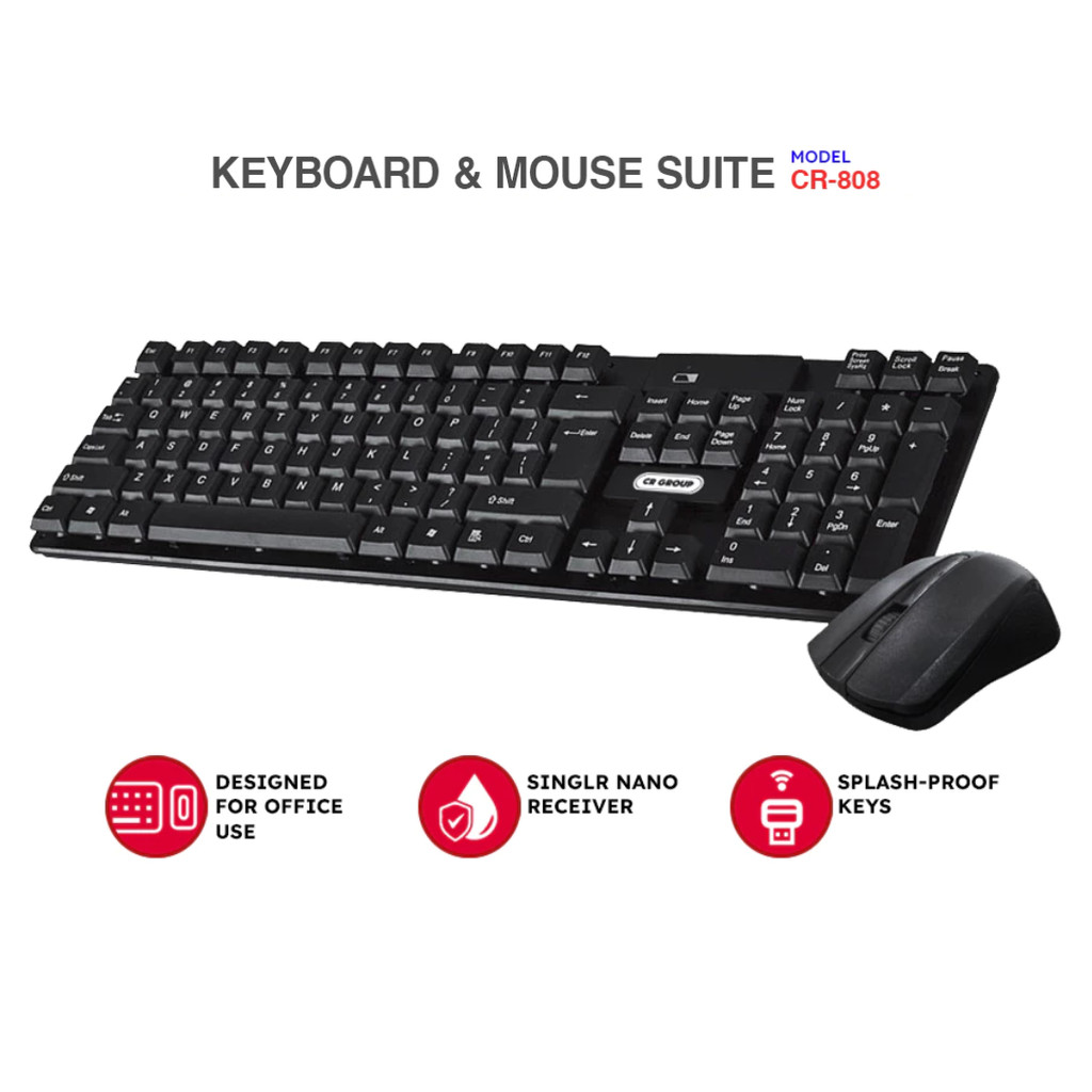 Jual CR GROUP CR-808 - Wireless Keyboard and Mouse Combo - Lightweight ...
