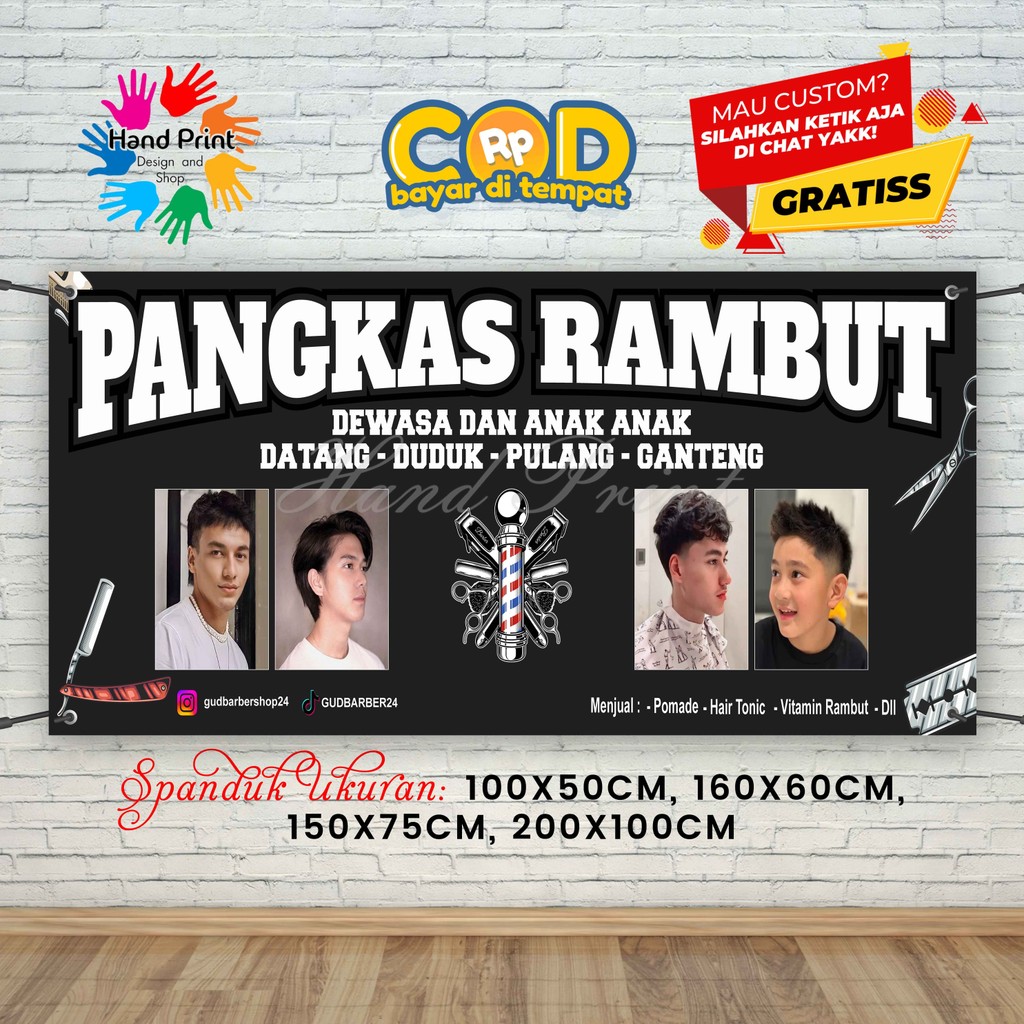 Jual Cetak Spanduk Banner Pangkas Rambut Model Artis MMT Spanduk Custom ...