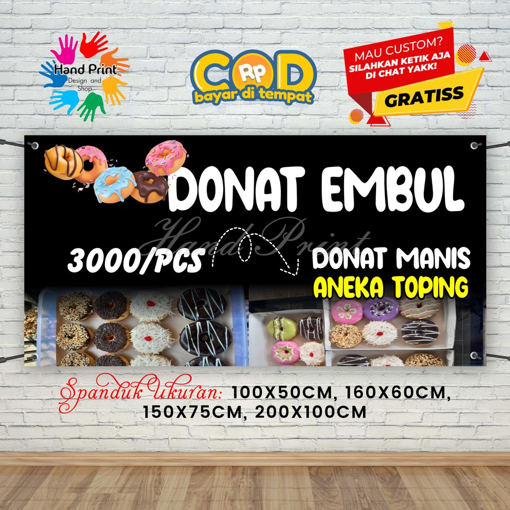 Jual Cetak Spanduk Banner Donat Hitam MMT Spanduk Custom 200x100 ...