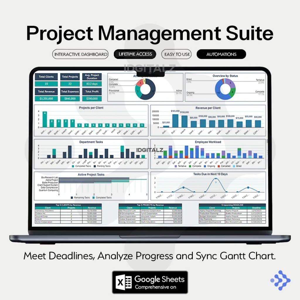 Jual [T0140] Project Management Suite - Template Dashboard untuk Kelola ...