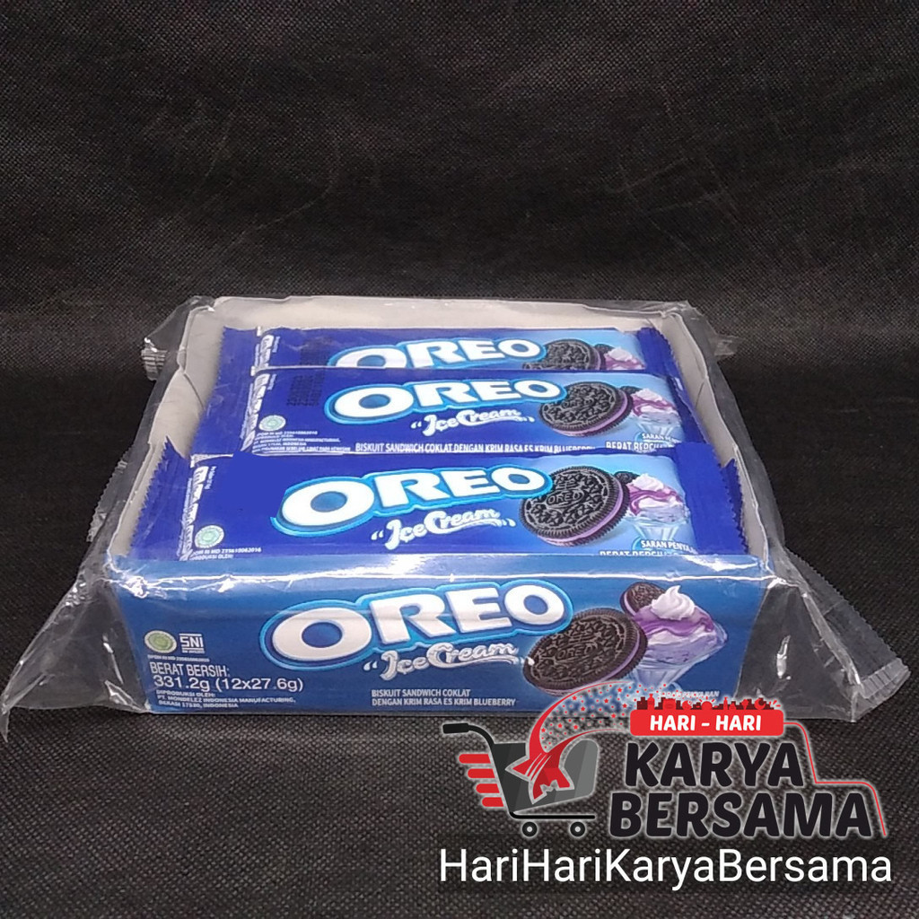 Jual OREO BISKUIT SANDWICH COKLAT RASA ICE CREAM BLUEBERRY 12'S X 27 ...