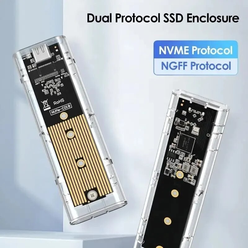Jual M.2 NVME PCIe NGFF SATA Dual Protocol SSD Case Clear USB Type C 10Gbps PCI-E M2 SSD ...