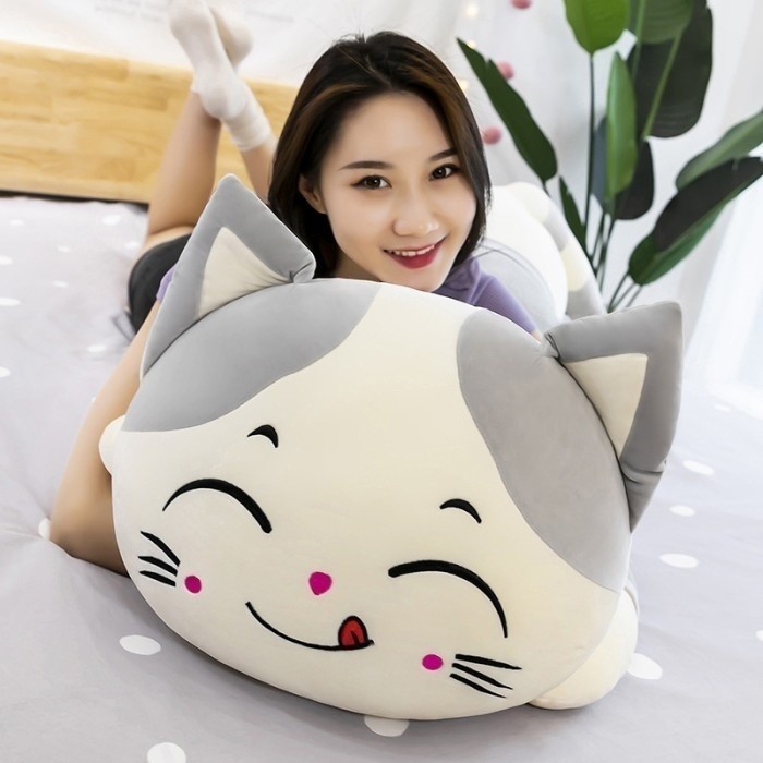 Jual Boneka Guling Kucing Lying 90cm Bahan Plush Premium SNI Halus ...
