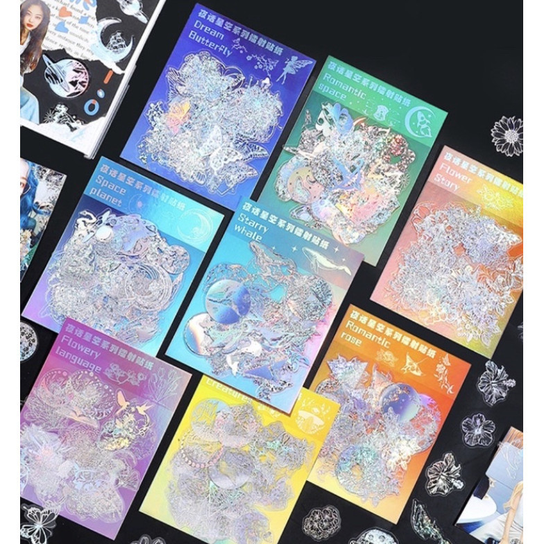 Jual Sticker metalic metalize silver motif isi 45 pcs | Shopee Indonesia