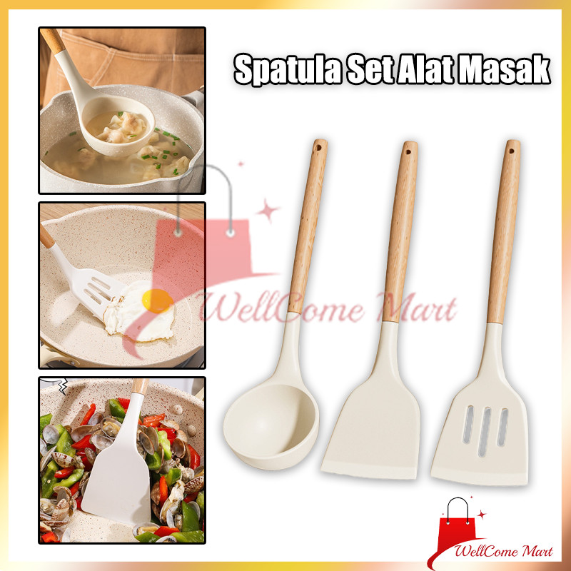 Jual Spatula Set Alat Masak / Silicone Utensil Set 3pcs / Spatula Sutil ...