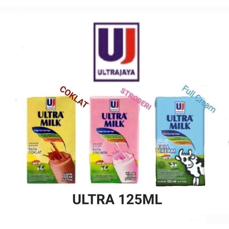 Jual Susu Ultra (Pcs) 125ml / ULTRA Milk UHT 125 ml / Ultra Coklat Stroberi Full Creanm | Shopee ...