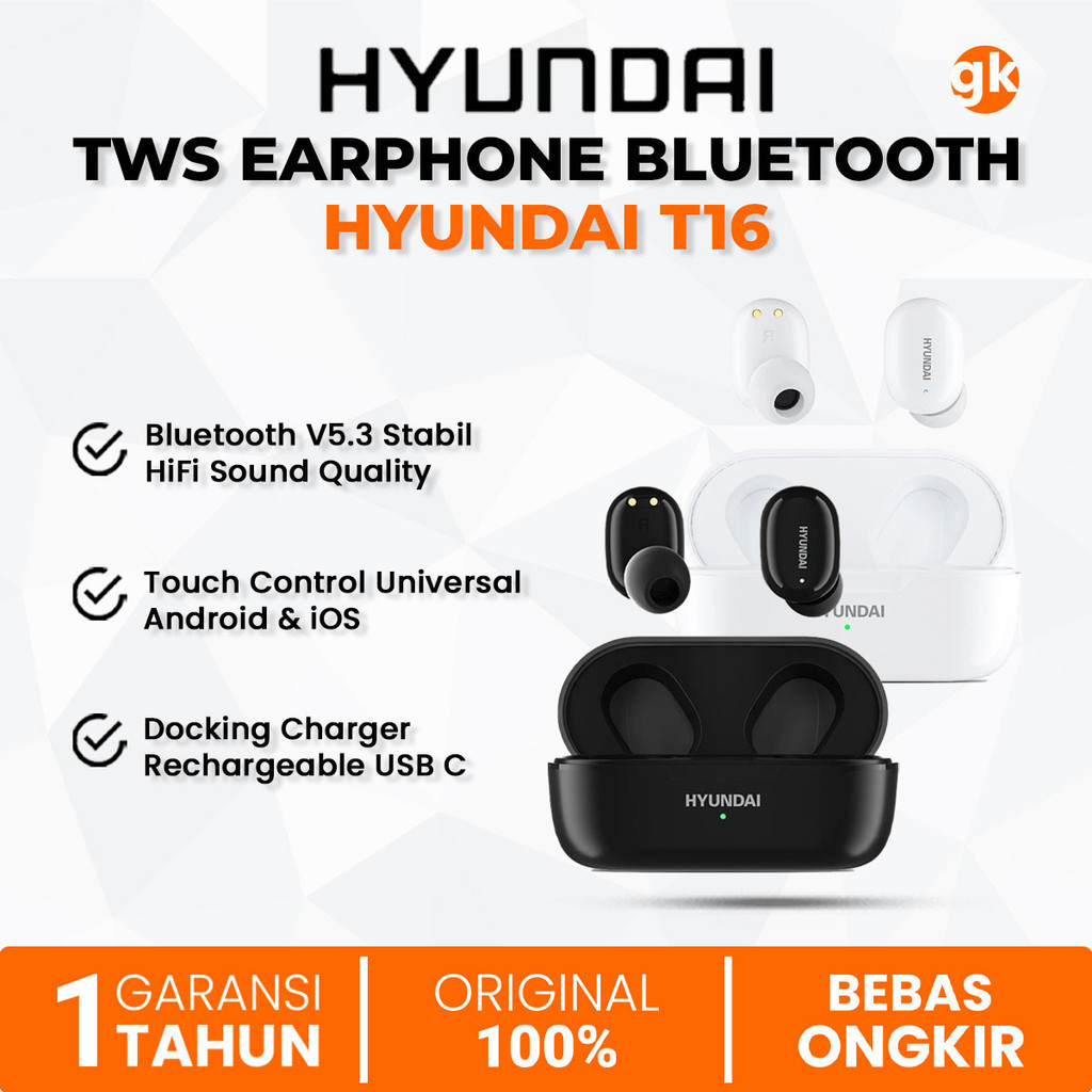 Jual HYUNDAI T16 TWS Earphone Bluetooth 5.3 True Wireless Earbuds ...