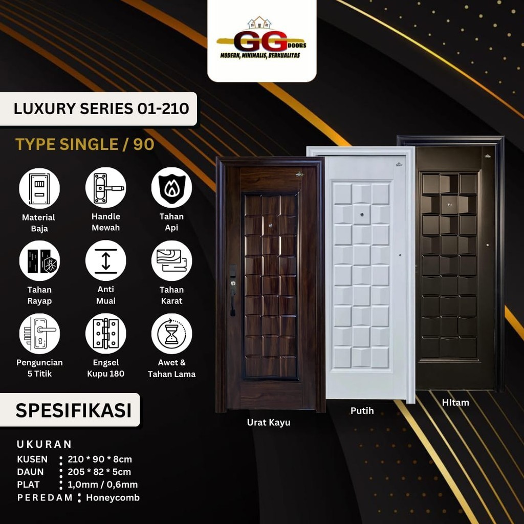 Jual Pintu Utama / Pintu Kamar Tidur Baja GG LUXURY-210 Single 90 x 210 | Shopee Indonesia