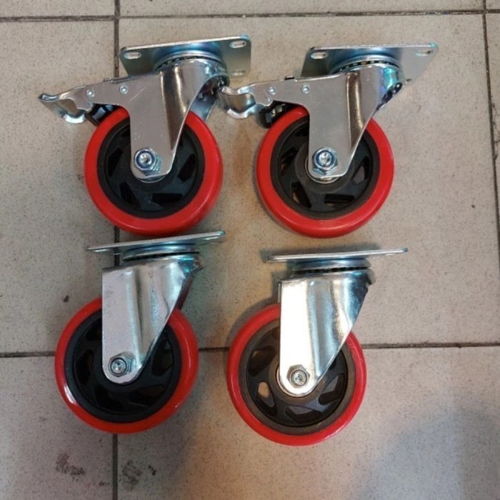 Jual Roda Troli Pu Merah 4 inch Medium Duty ( 2Rem 2Hidup ) | Shopee ...