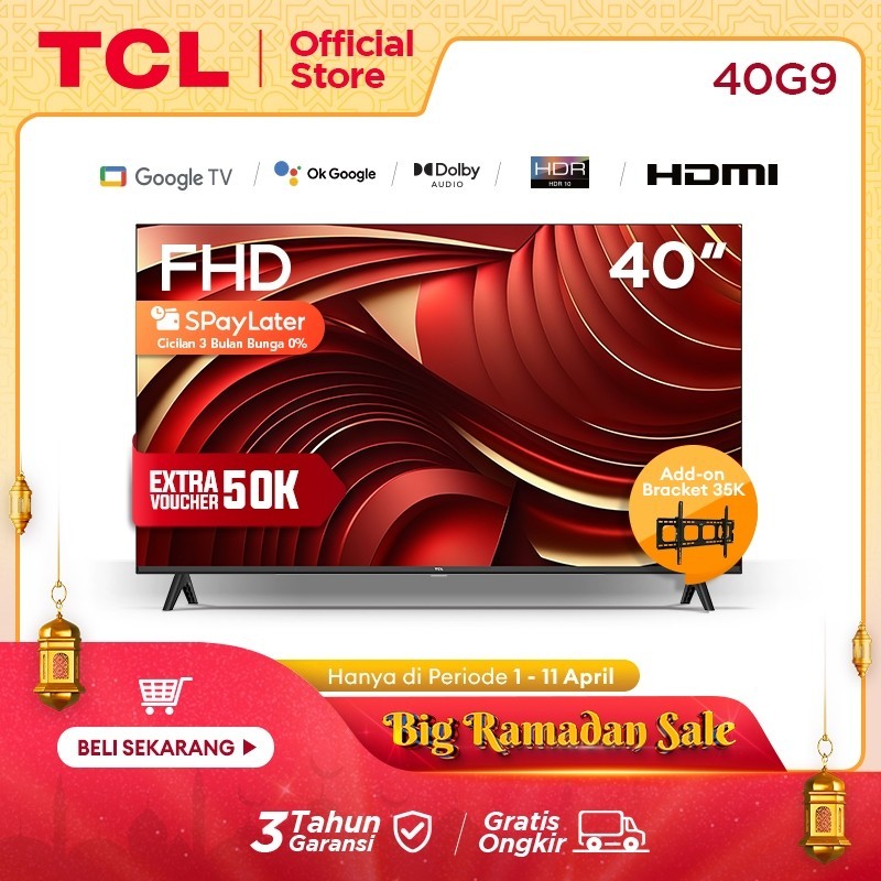 Jual TCL 40 Inch Google TV - FHD - Dolby Audio - Google Play/Netflix ...