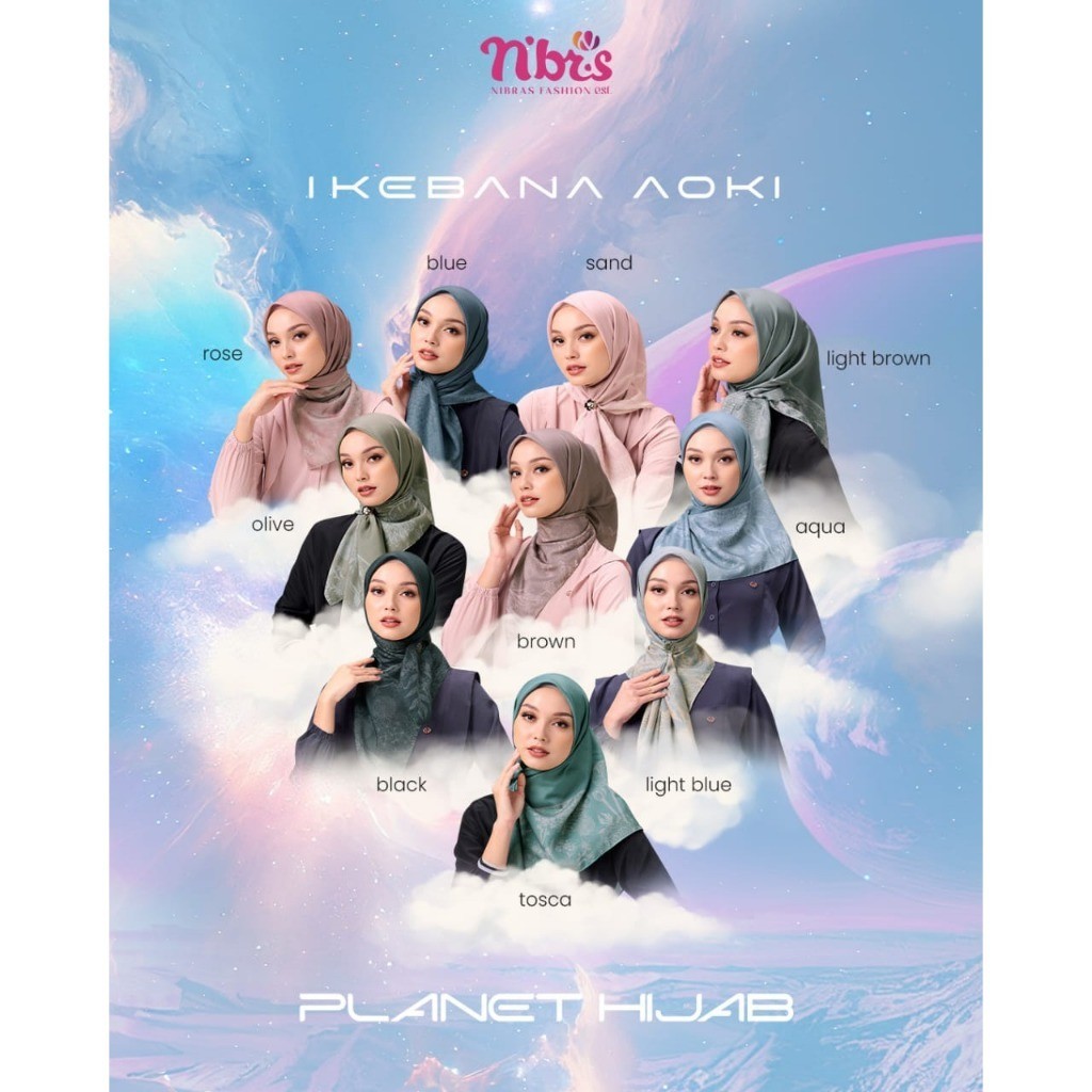 Jual Jilbab Nibras Terbaru Ikebana Aoki Scarves Jilbab Segiempat Nibras ...