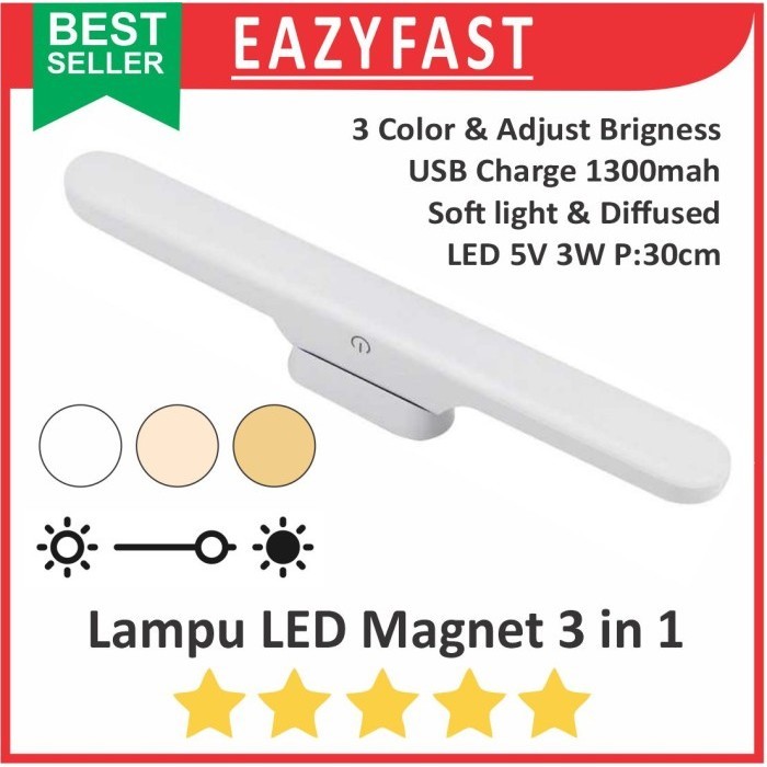 Jual Lampu Tempel LED Magnet 3in1 USB Charge 5V 3W 3 Warna Color Putih ...