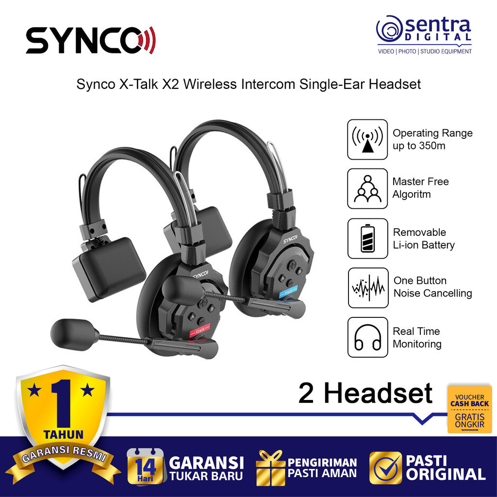 Jual Synco X-Talk X2 Wireless Intercom Single-Ear Headset Full Duplex ...