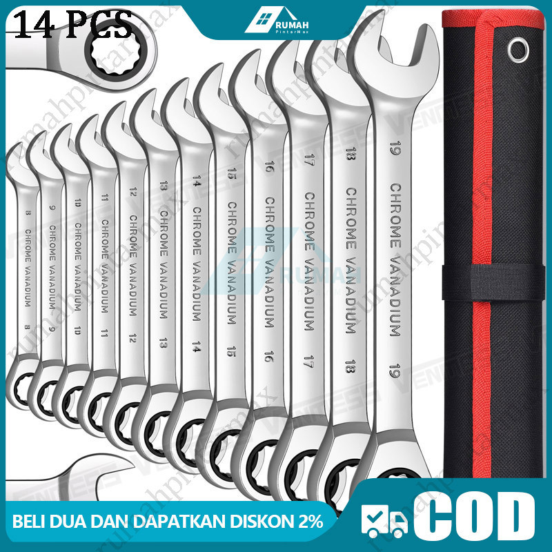 Jual Kunci Ring Pas Set 14pcs 8-24mm/dengan tas penyimpanan Kunci pcs set 8-24mm Set 14 Pcs ...